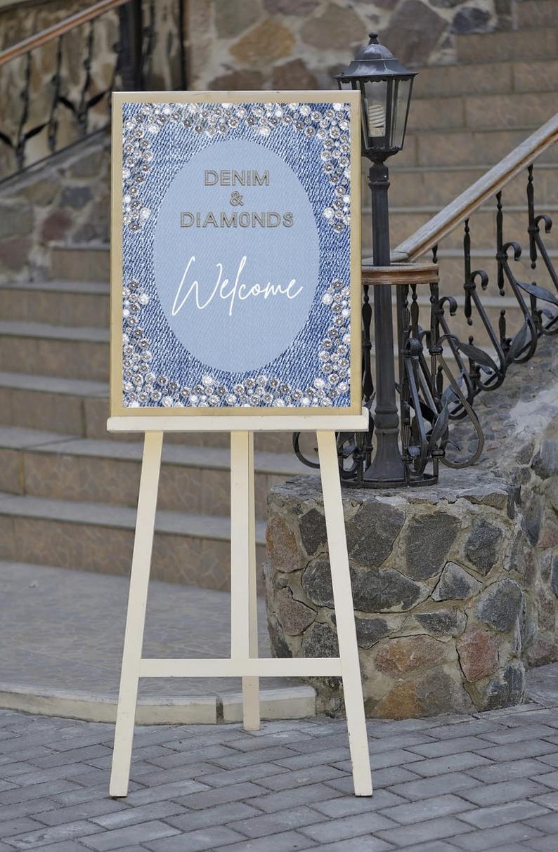 Denim and Diamonds Party Template Bundle |blue Jeans Bridal or ...