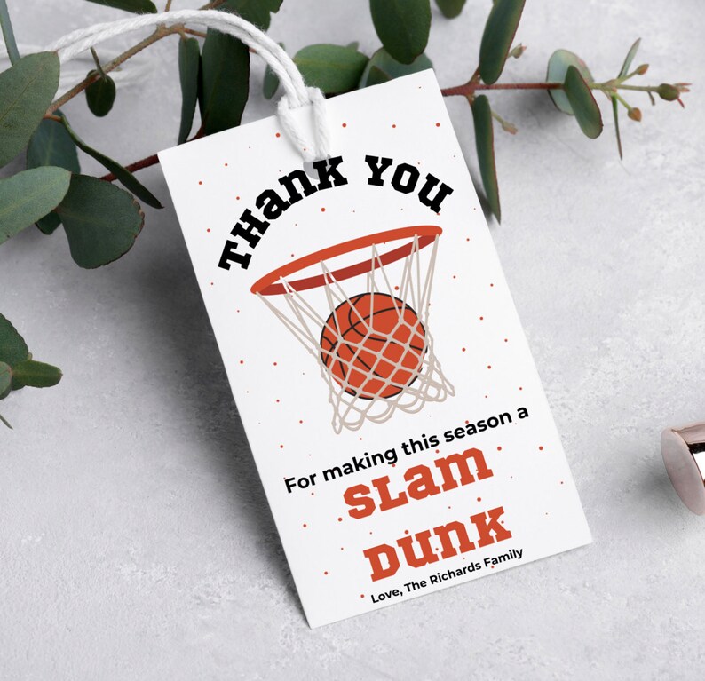 Thank You Gift Tag for Basketball Team-basketball Coach Gift-gift for ...