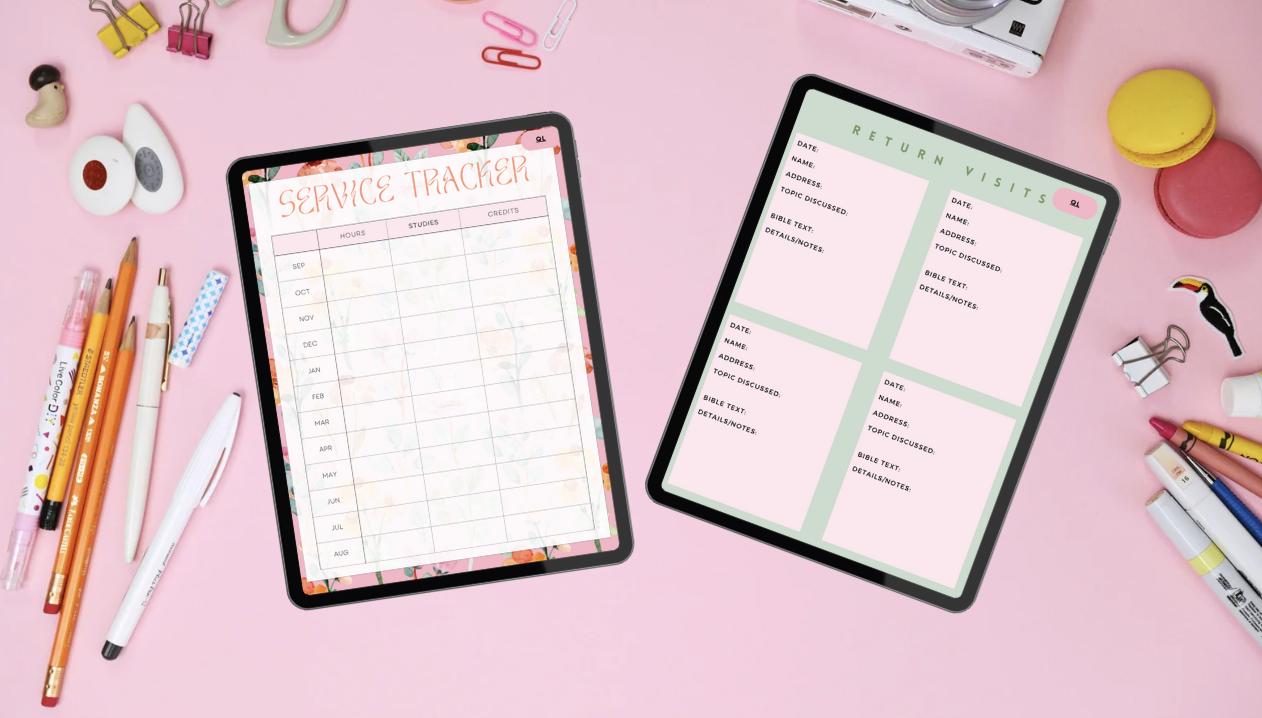 Digital Planner for Pioneers and Publishers, JW Service Planner, Sept ...
