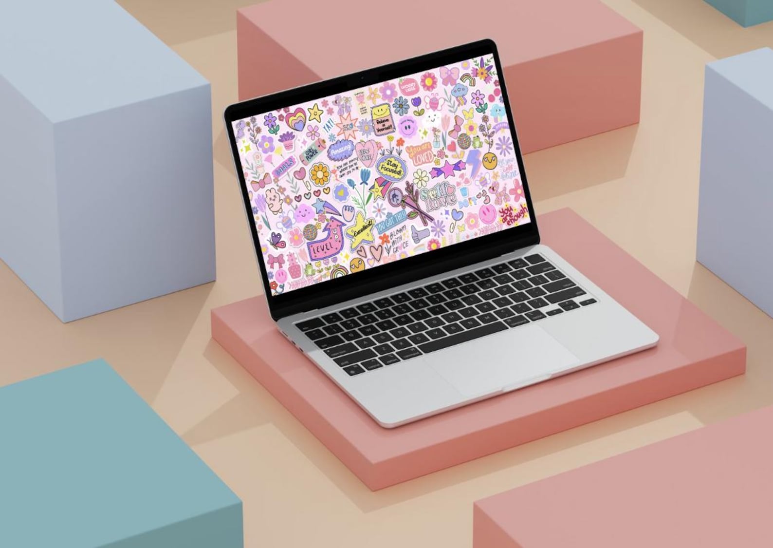 Retro Collage Sticker Affirmation Cutesy Desktop Wallpaper, Fun ...