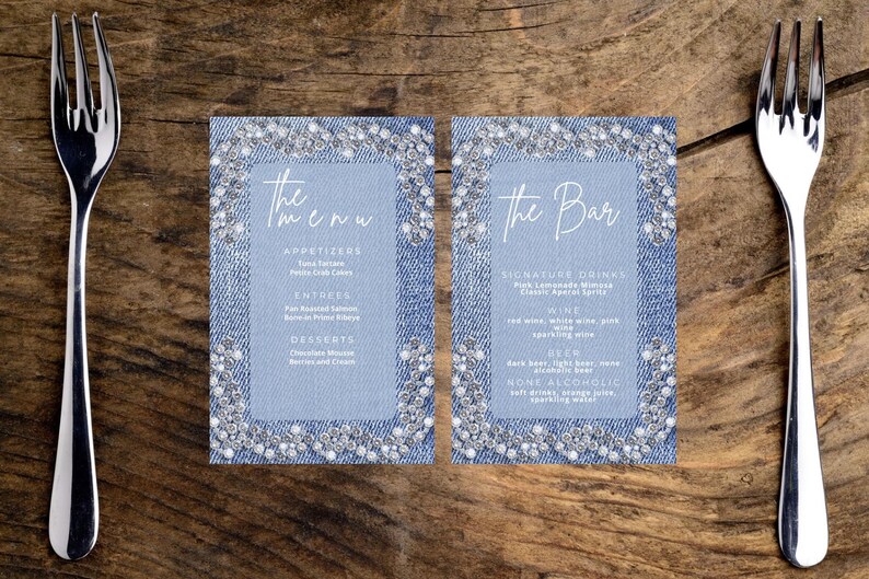 Denim and Diamonds Party Template Bundle |blue Jeans Bridal or ...
