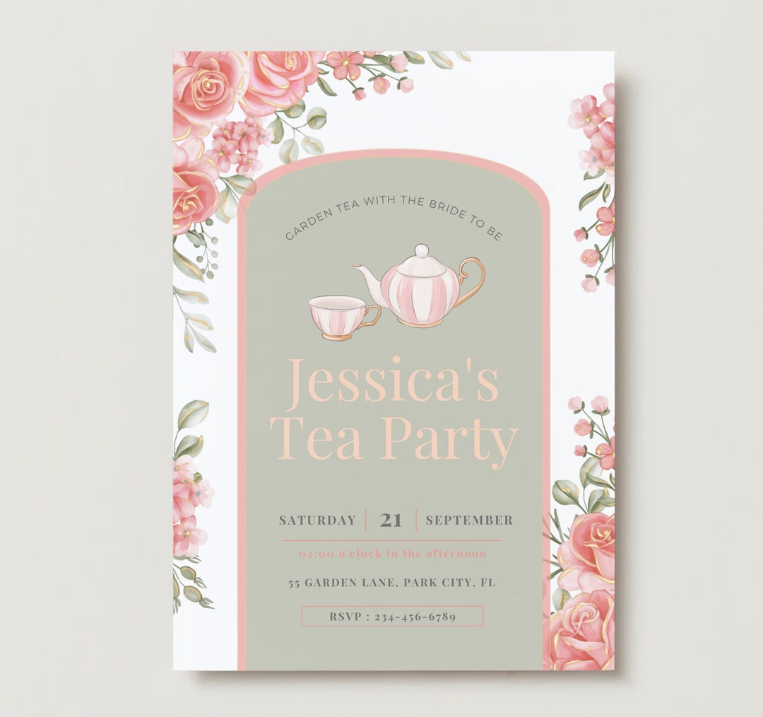 Garden Tea Party Invitation, Tea Party Bridal Shower, Garden Bridal ...
