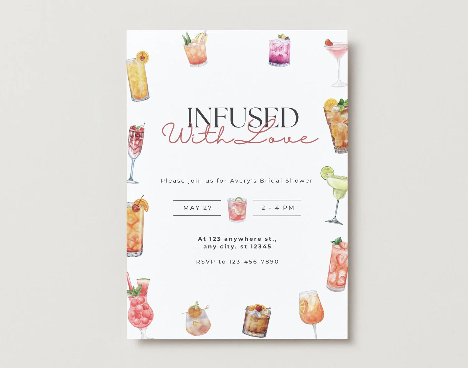 Infused With Love Bridal Shower Invitation Template | Margarita ...