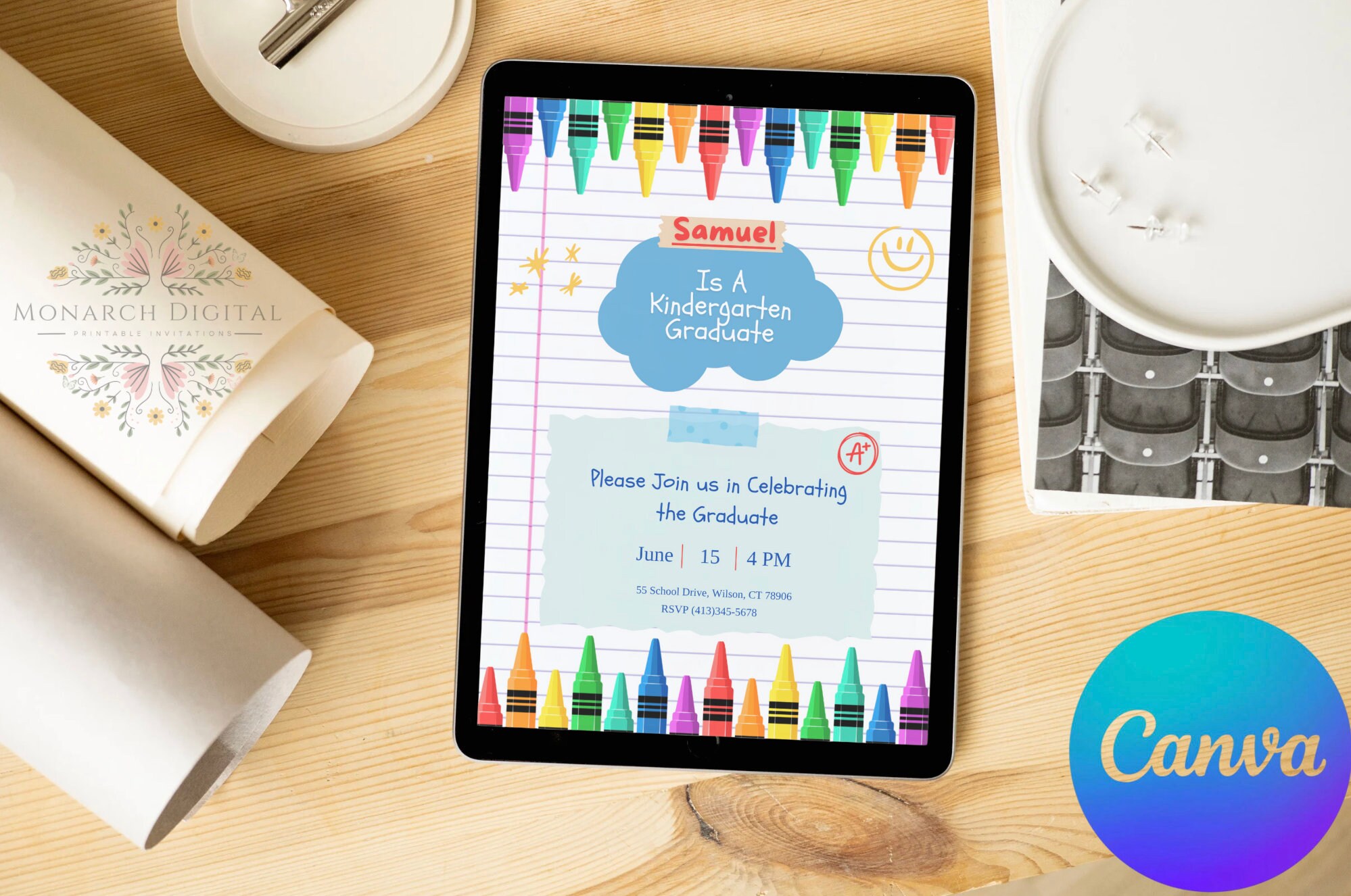 Kindergarten Graduation Invitation, Preschool Graduation Invite ...