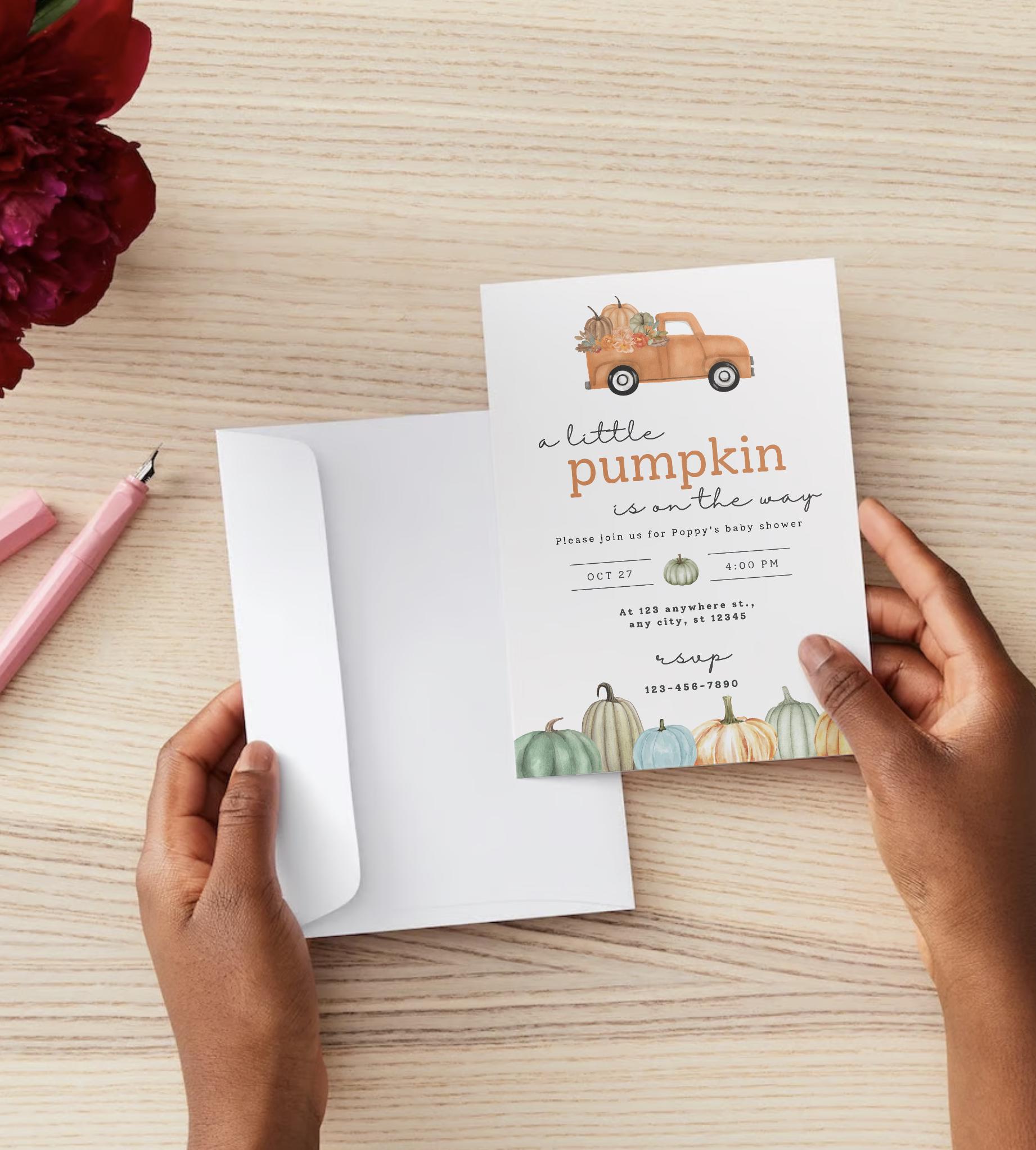 Pumpkin Baby Shower Invitation, A Little Pumpkin, Fall Autumn Baby ...