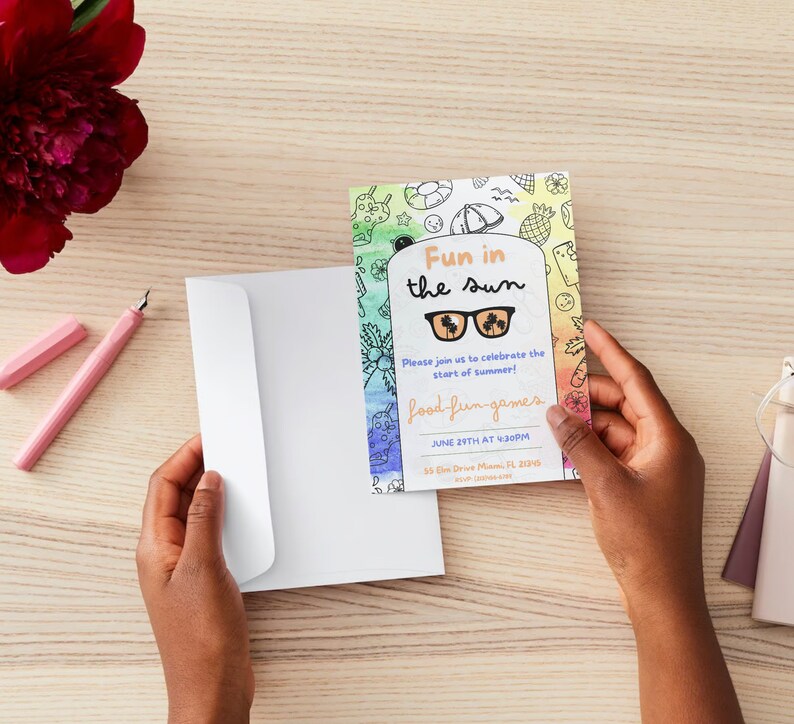 Start of Summer Party-summertime Invitation-hello Summer-digital ...