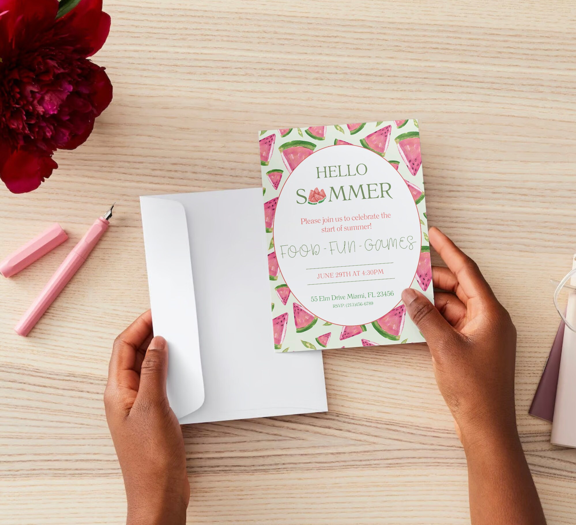 Watermelon Start of Summer Party-summertime Invite-hello Summer-digital ...