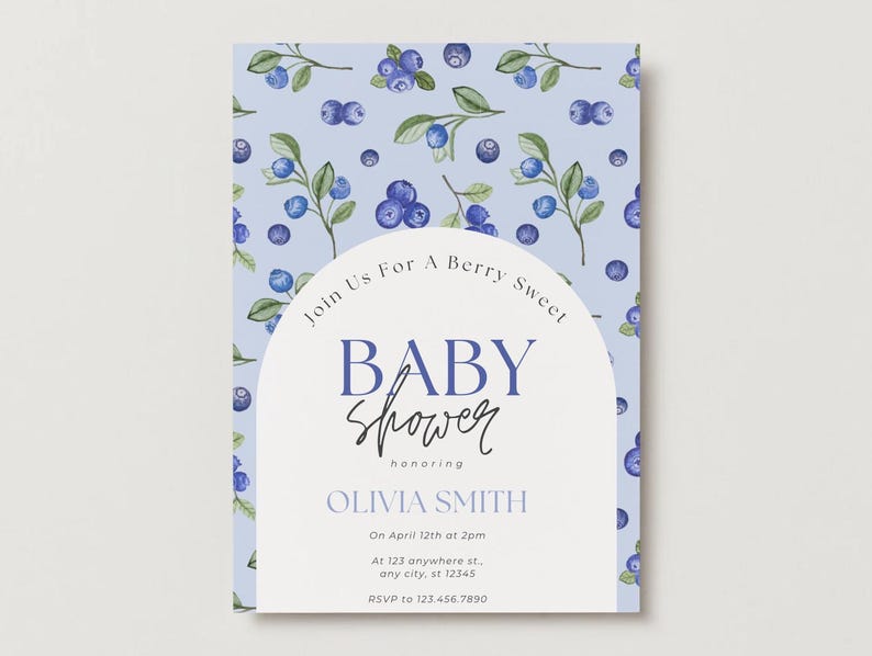 Blueberry Baby Shower Invitation Template (digital Download) - Etsy