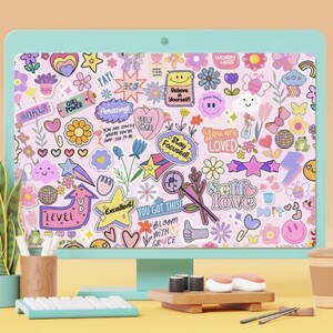 Retro Collage Sticker Affirmation Cutesy Desktop Wallpaper, Fun ...
