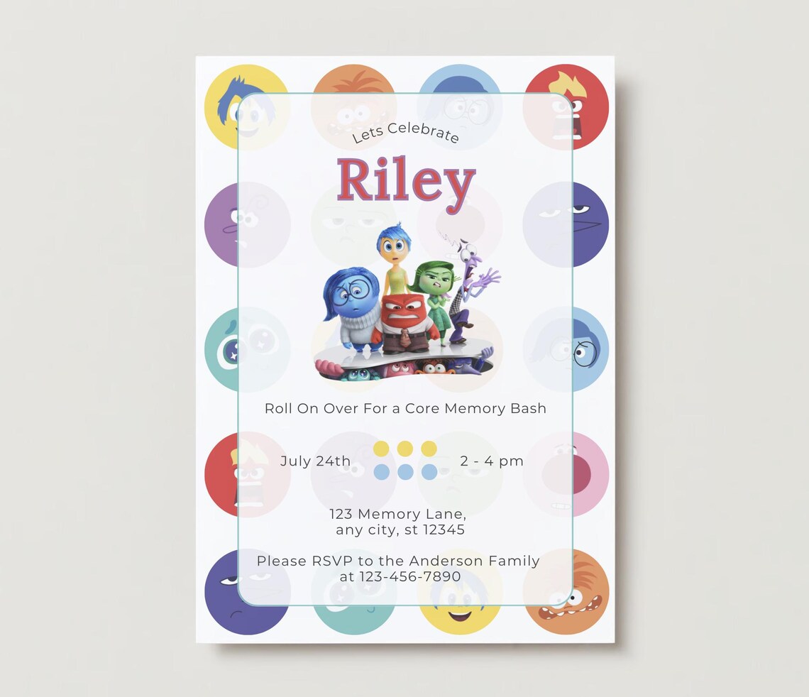 Inside Out 2 Invitation, Inside Out 2 Kids Party, Editable Template ...