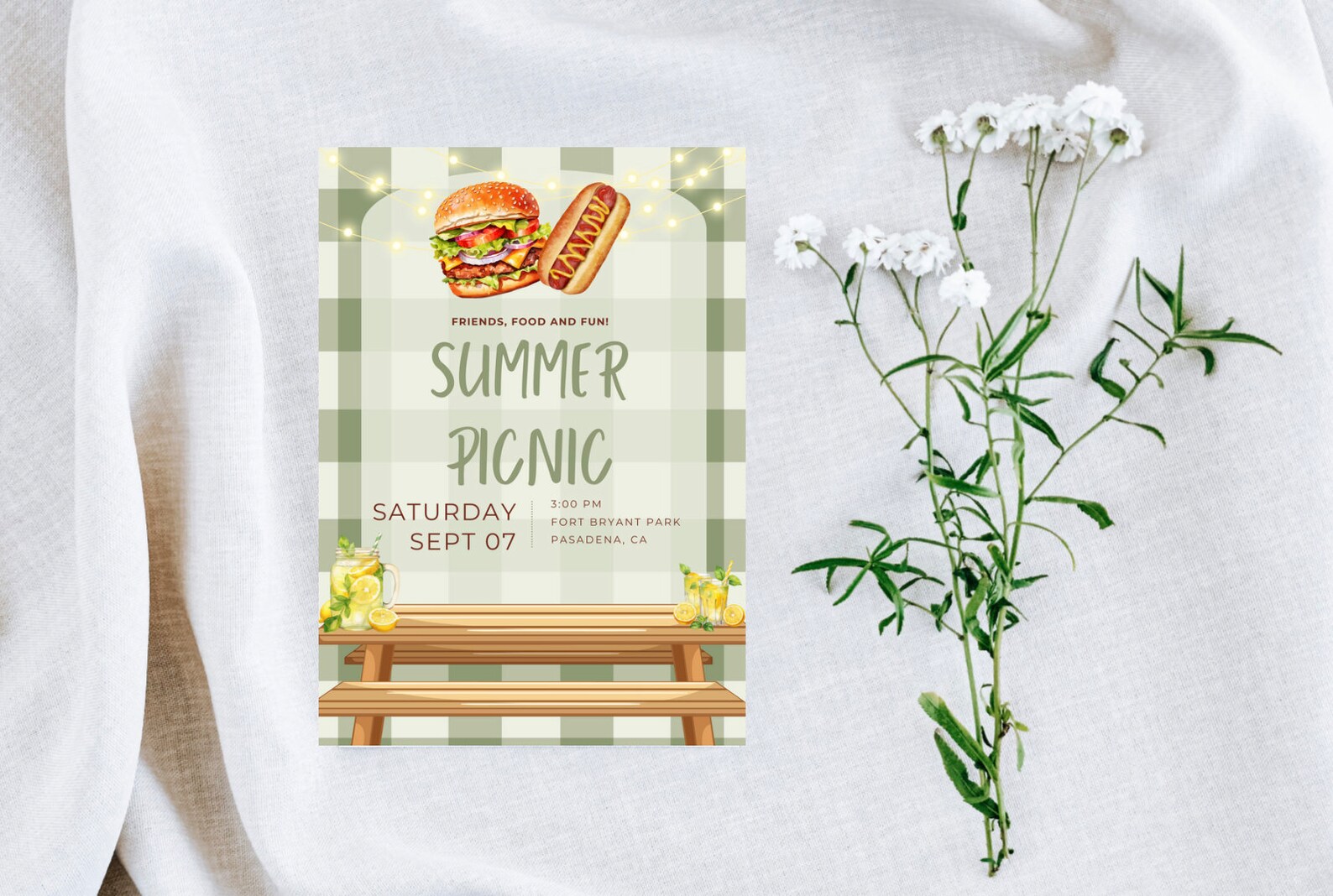 Summer Picnic, BBQ Invitation, Barbecue Invite, Invite for Cookout ...