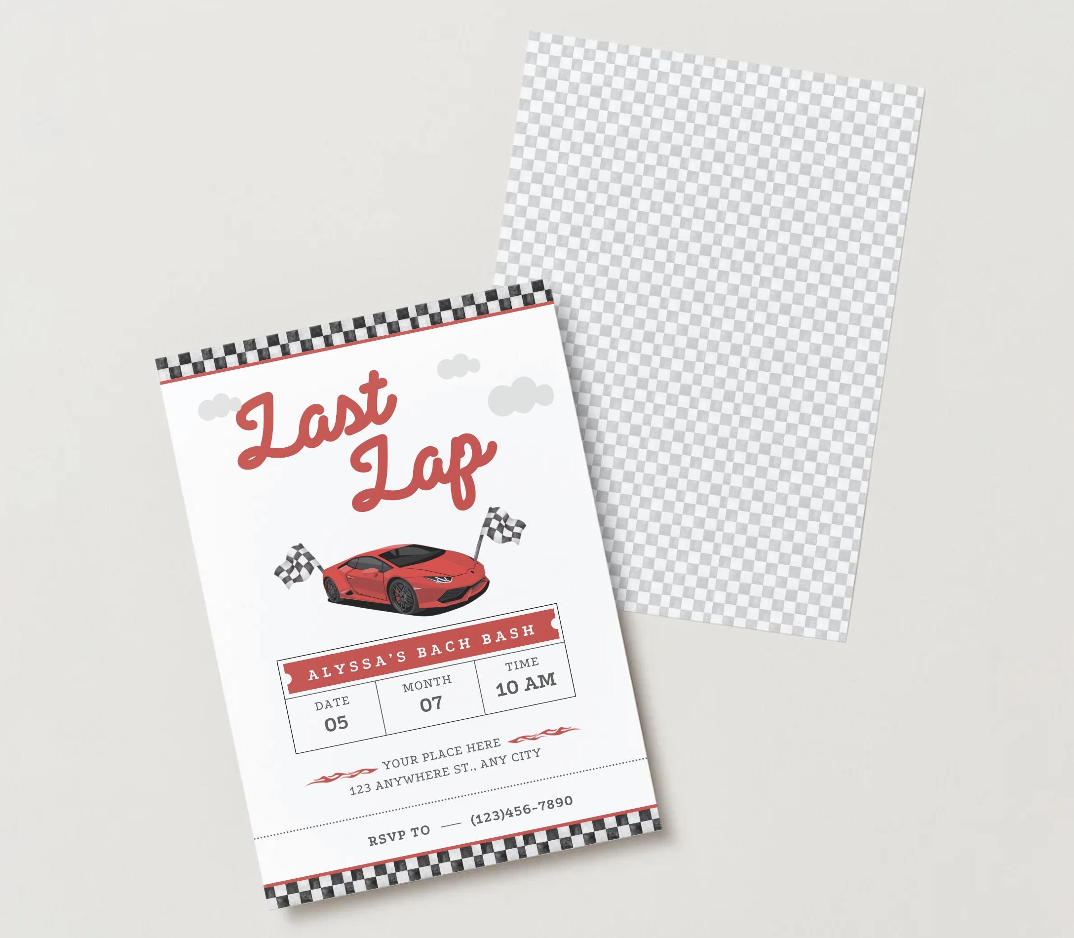 Last Lap Bachelorette or Bridal Shower Invitation Template, Last Lap ...