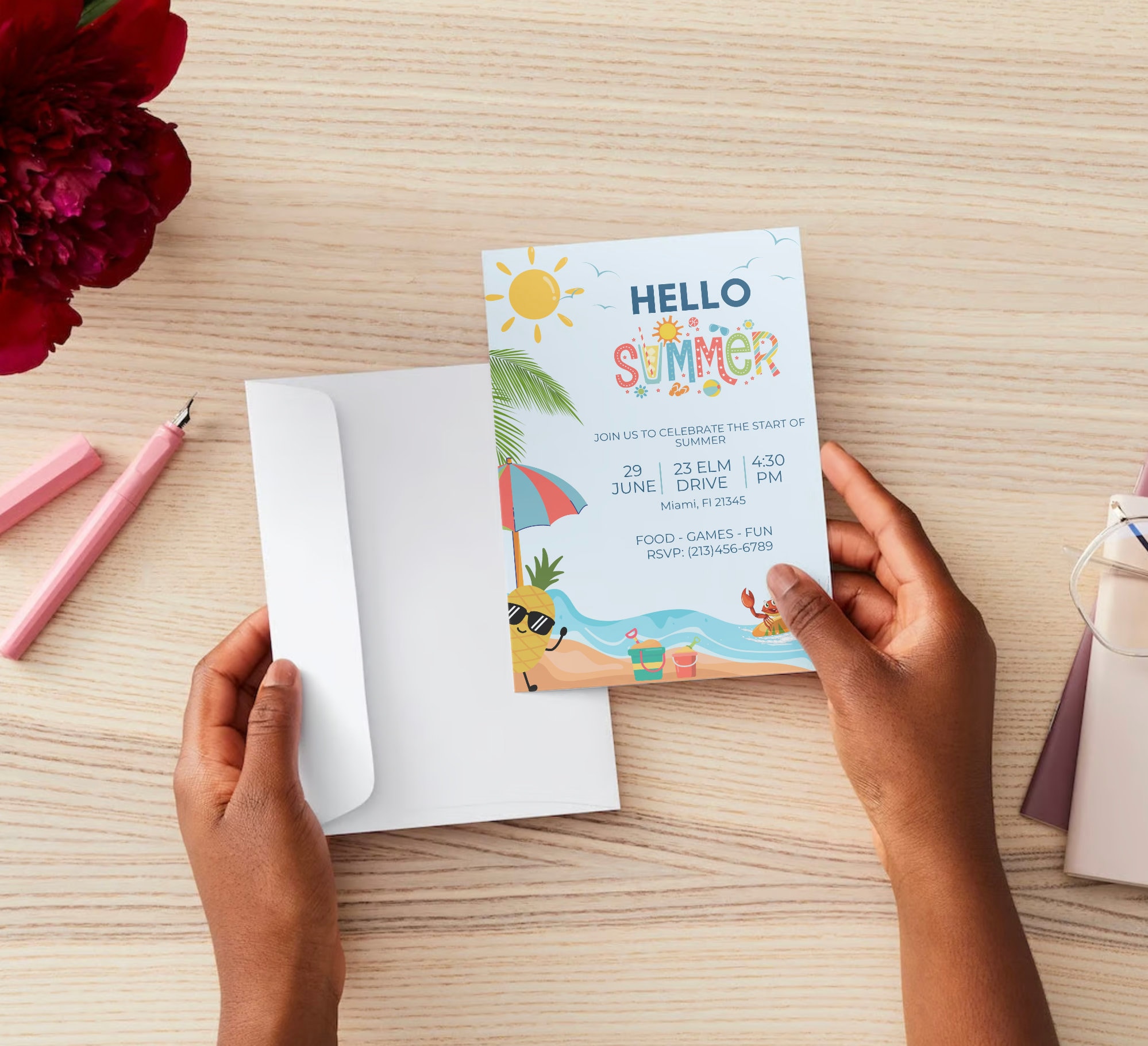 Start of Summer Party-summertime Invitation-hello Summer-digital ...