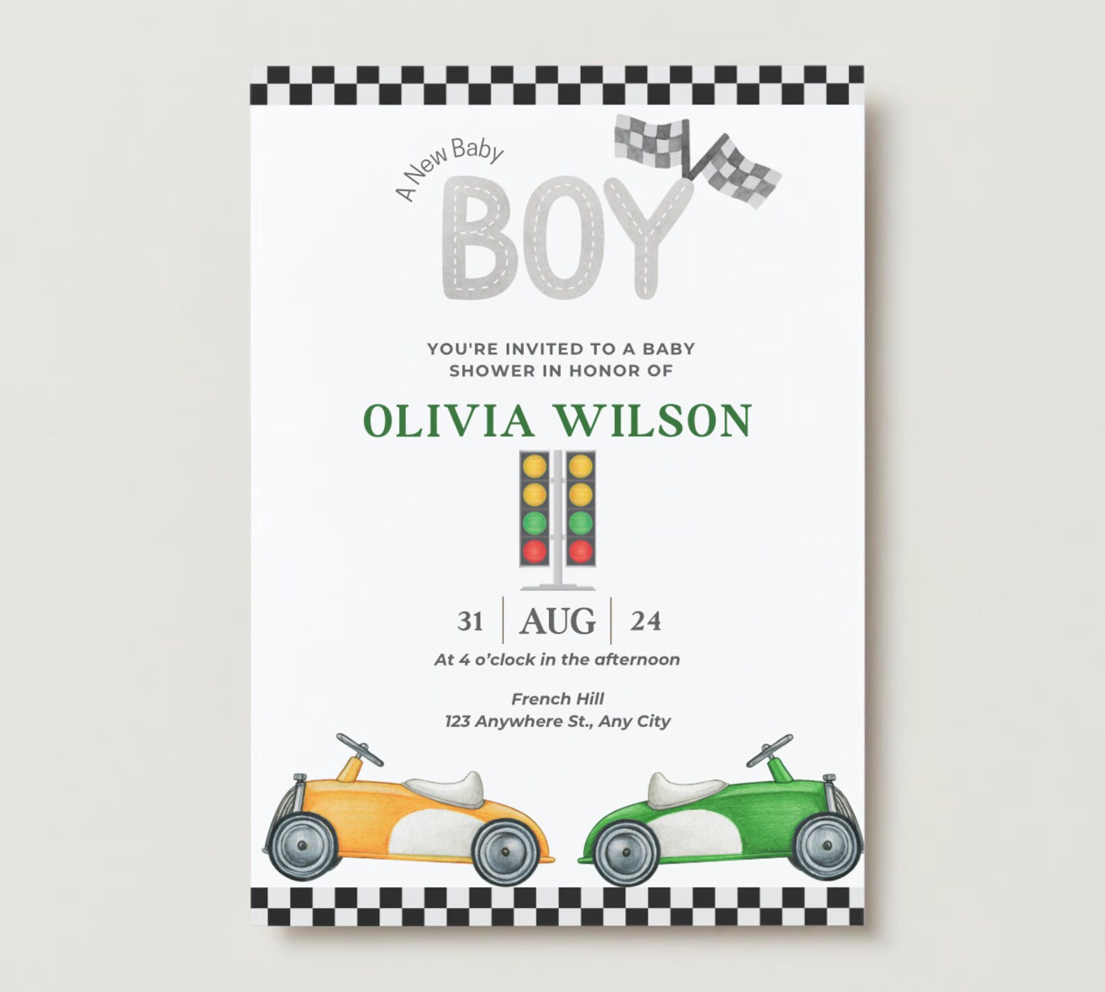 Race Car Baby Shower Invitation: Vintage Track Design (digital Download ...