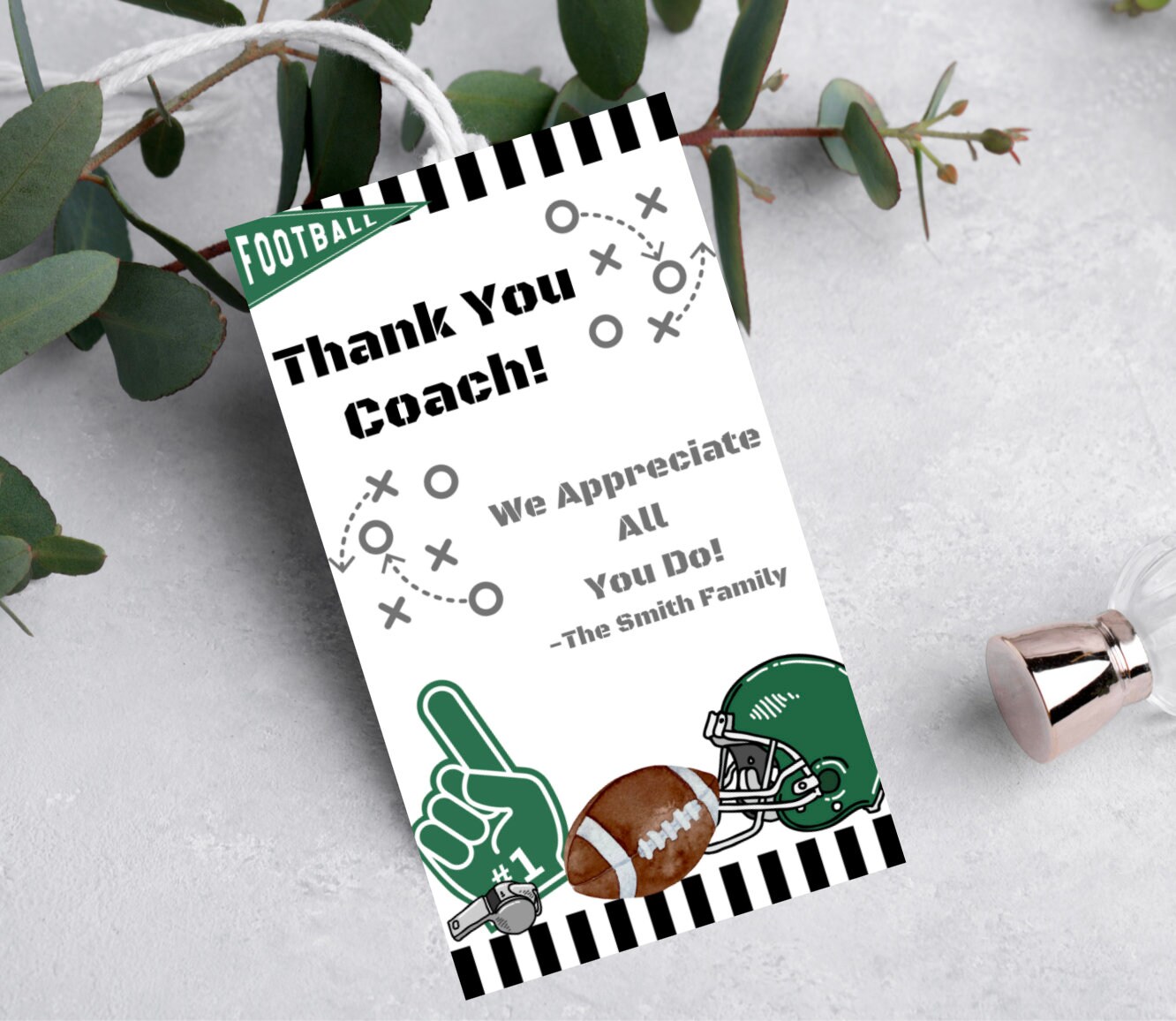 Printable Thank You Gift Tag for Football Coach-gift for Football Dad ...