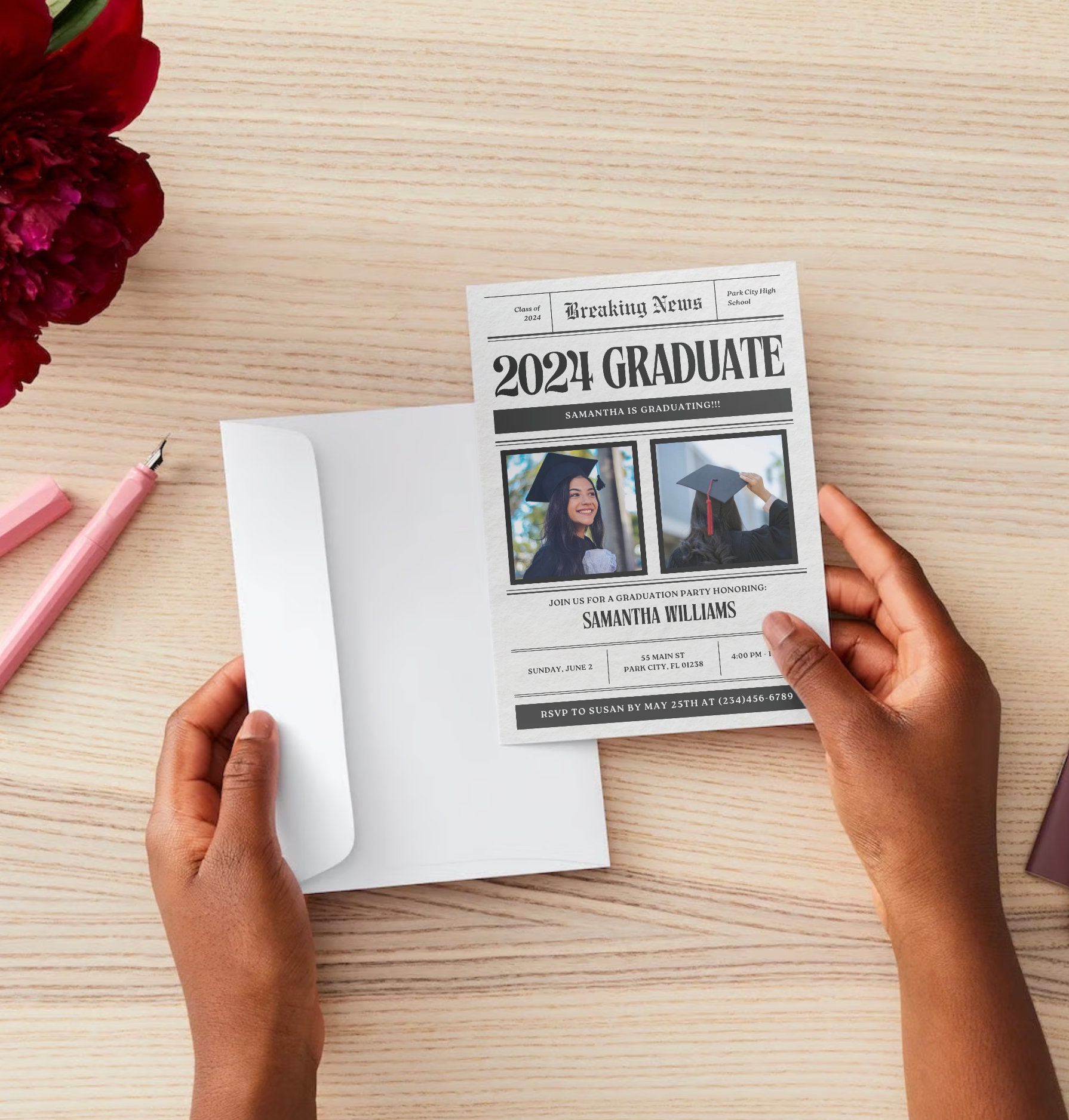 Newspaper Graduation Invitation-breaking News Digital Invitation-diy ...