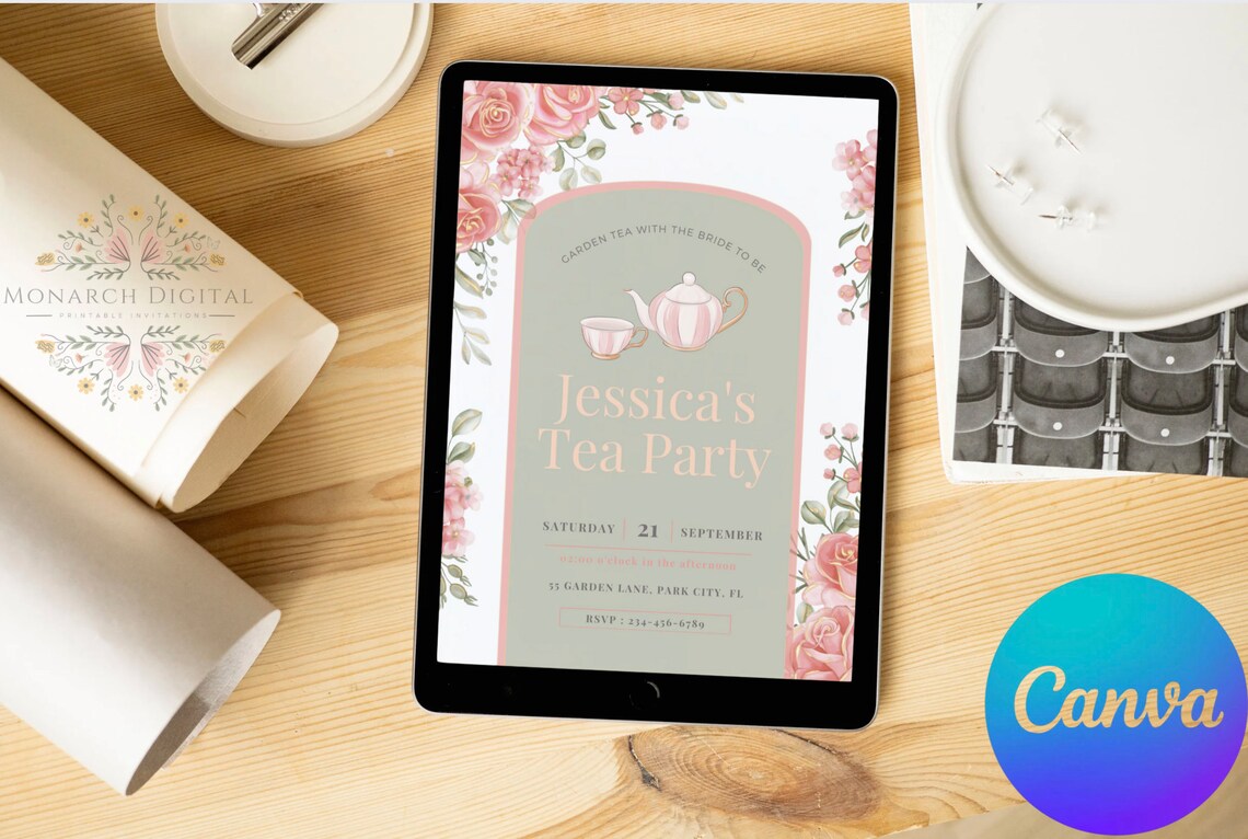 Garden Tea Party Invitation, Tea Party Bridal Shower, Garden Bridal ...