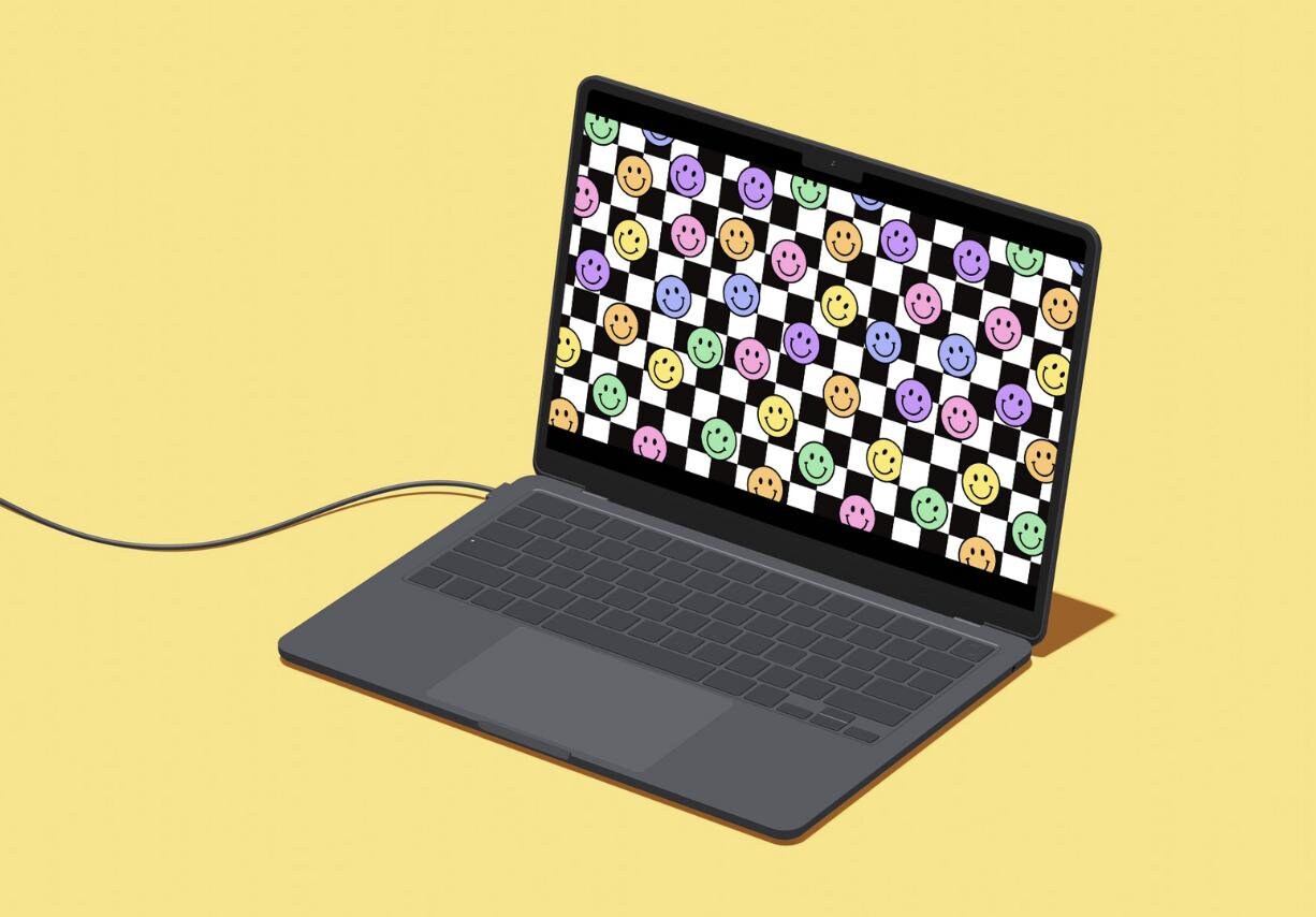 Checkered Smiley Face Desktop Wallpaper, Fun Colorful Screensaver ...