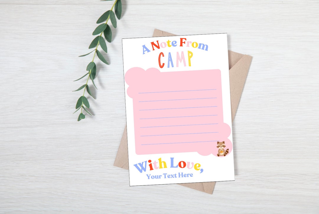 A Note From Camp Personalized, Printable Letter Template for Campers - Etsy