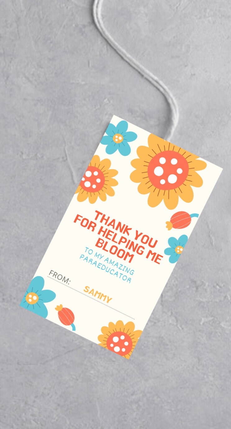 Teacher Assistant Gift Tag, Teacher Aide, Paraeducator ...