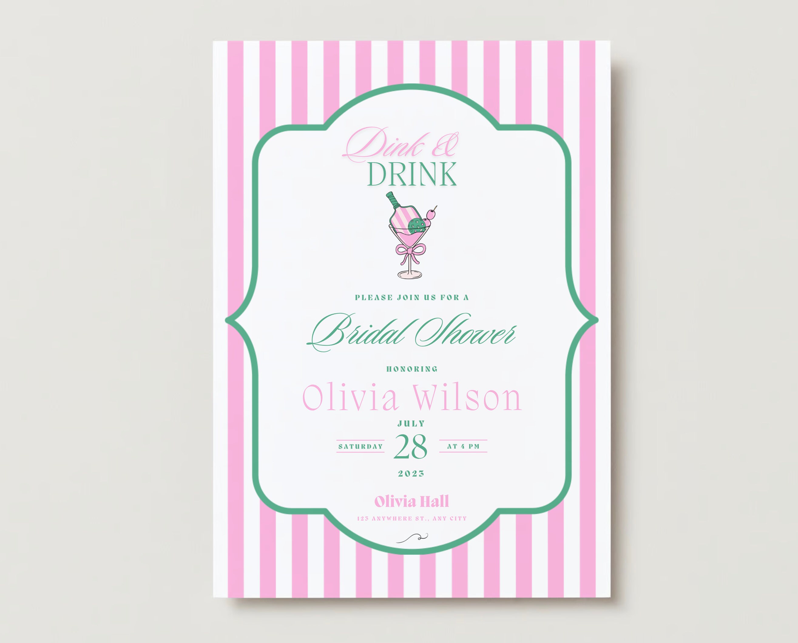 Dink & Drink Bridal Shower, Pickleball Party Invitation, Pickleball ...