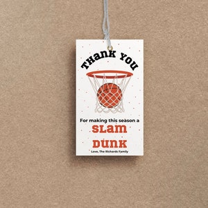 Thank You Gift Tag for Basketball Team-basketball Coach Gift-gift for ...