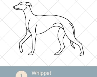 Whippet Dog Minimal Line Art Svg Png Dxf Eps Pdf | Vector Graphic Cut ...