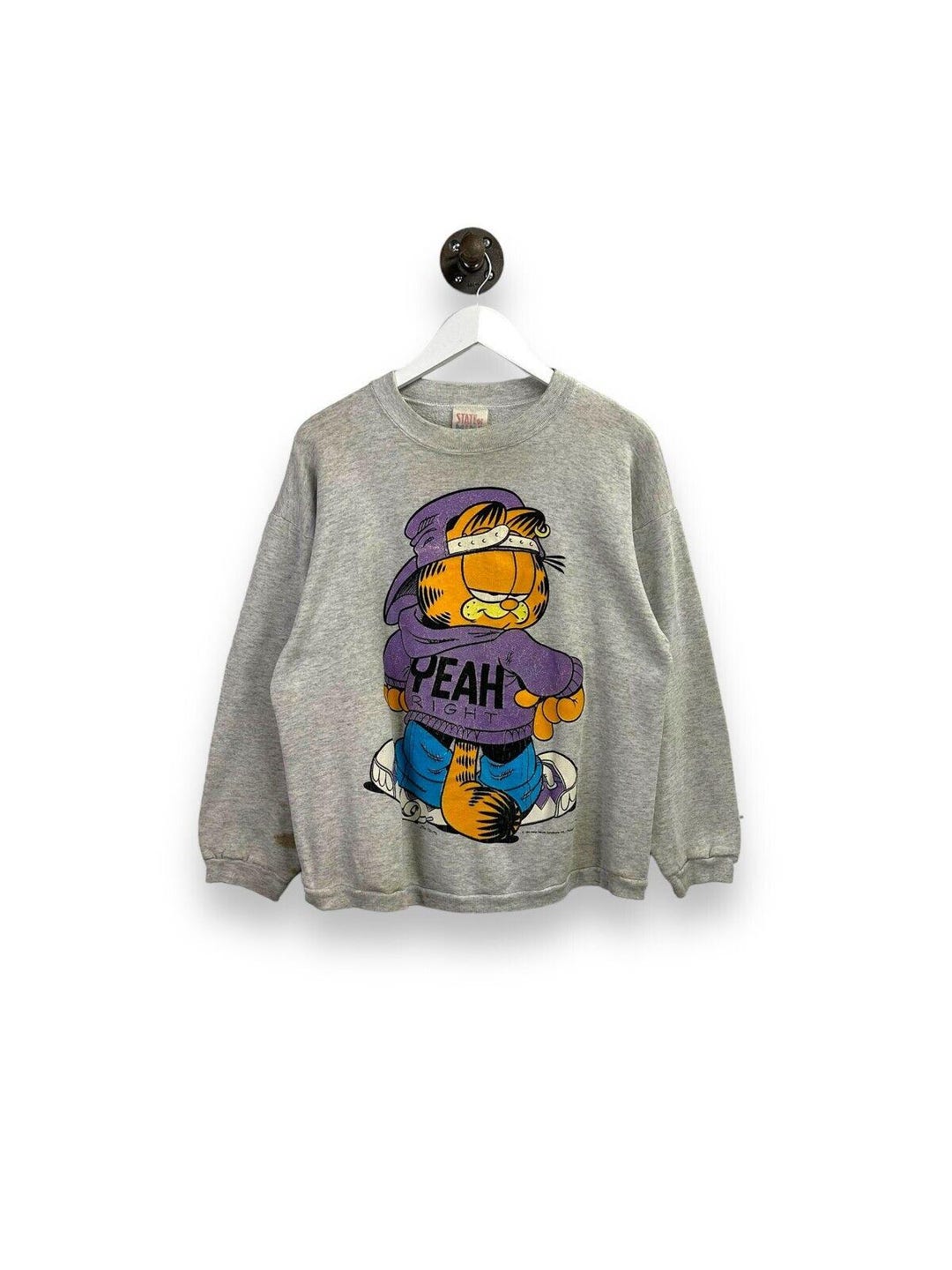 Vintage 1993 Garfield Yeah Right Character Graphic Sweatshirt Size ...