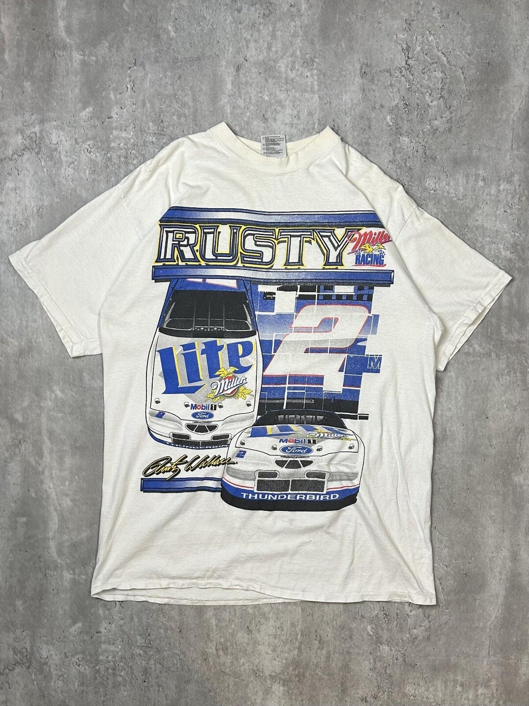 Vintage Rusty Wallace #2 Nascar Miller Lite Big Graphic T-shirt Size ...