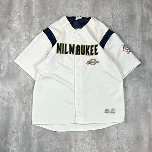 Vintage Milwaukee Brewers MLB Stitched Baseball Jersey Size Large White ...