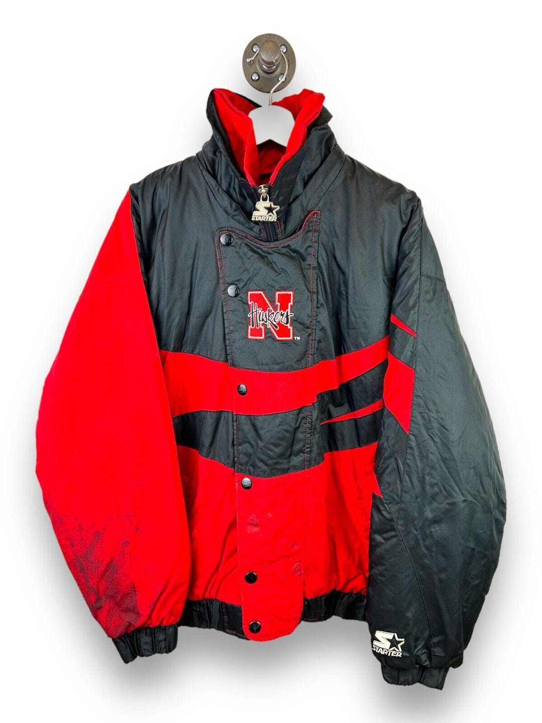 Vtg 90s Nebraska Cornhuskers NCAA Full Zip Starter Insulated Jacket Sz ...