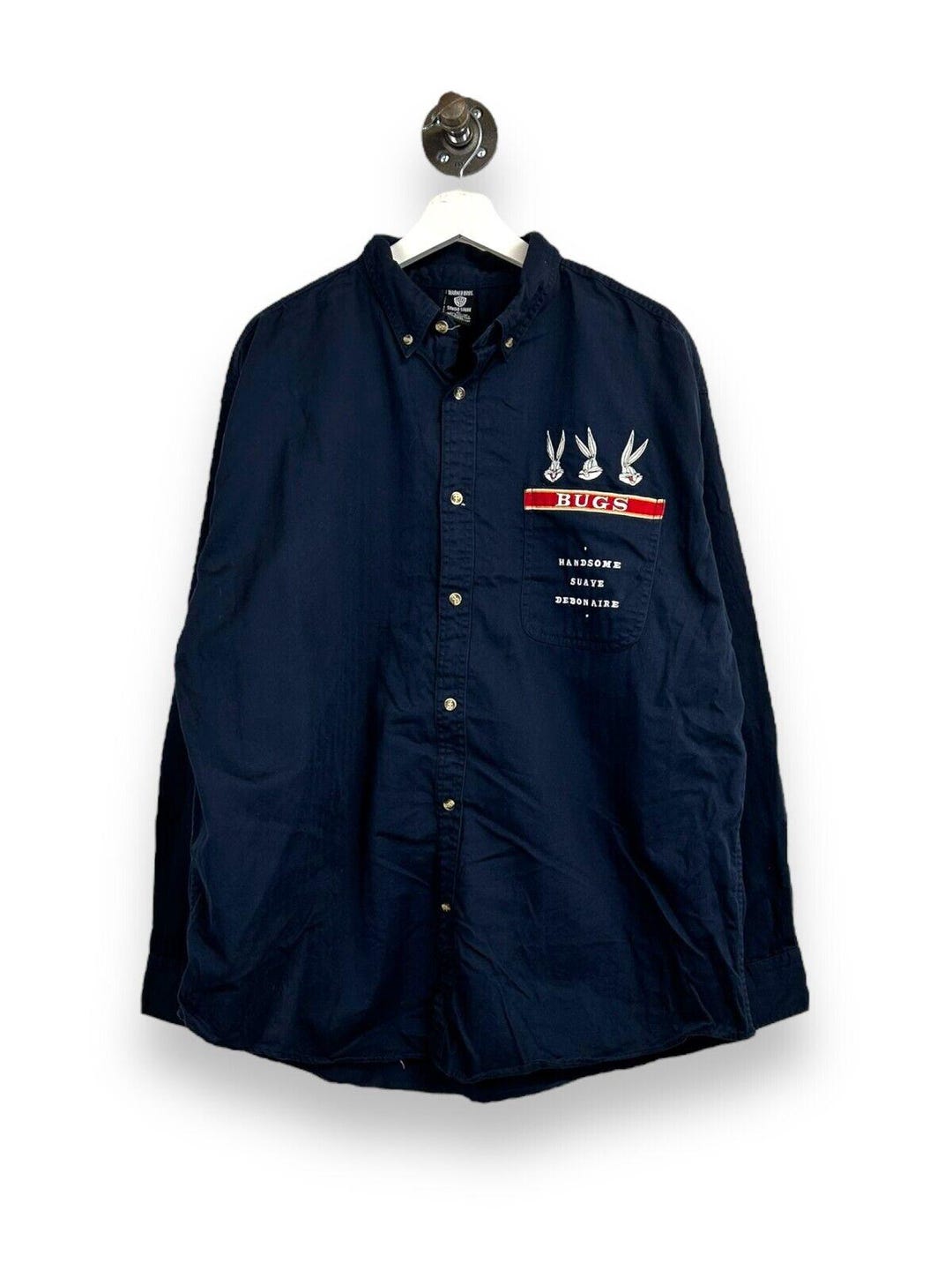 Vintage Looney Tunes Bugs Bunny Embroidered Long Sleeve Button up Shirt ...