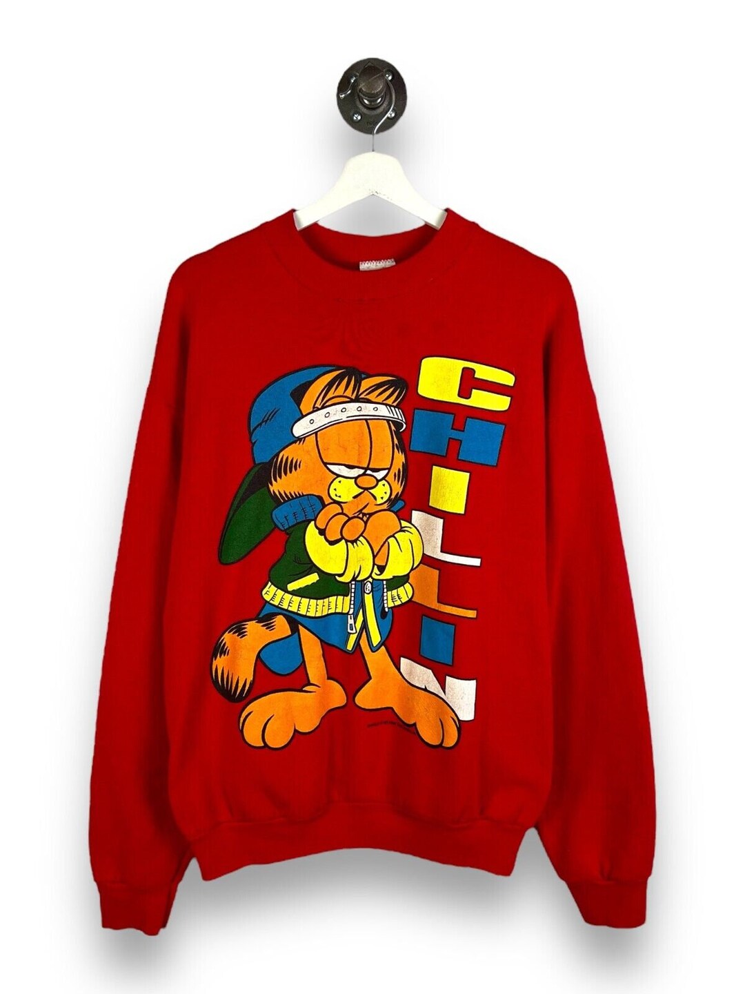 Vintage 90s Garfield Chillin' Cartoon Character Promo Sweatshirt Size ...