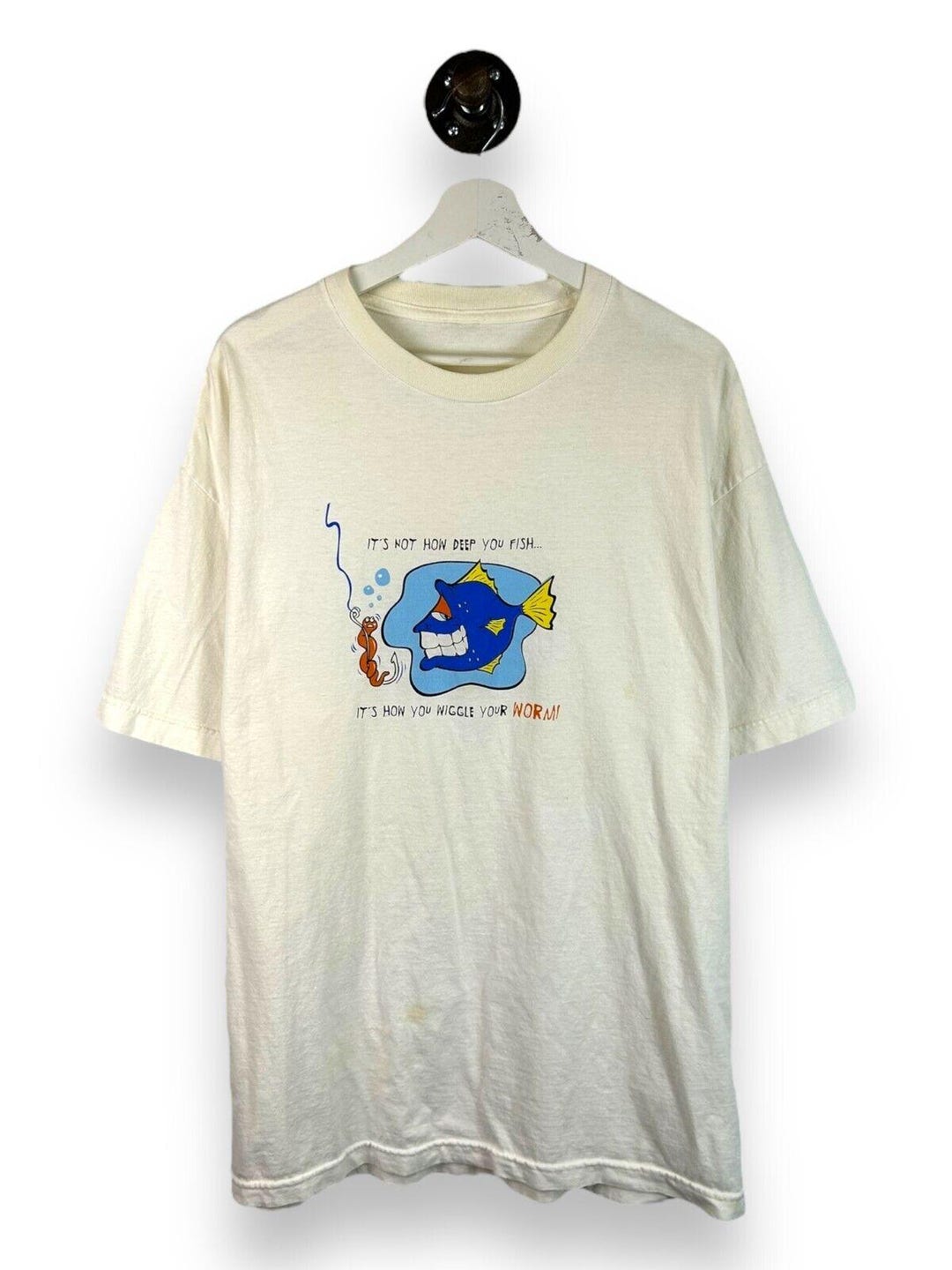 Vintage It's Not How Deep You Fish Comedy Fishing T-shirt Size XL White ...