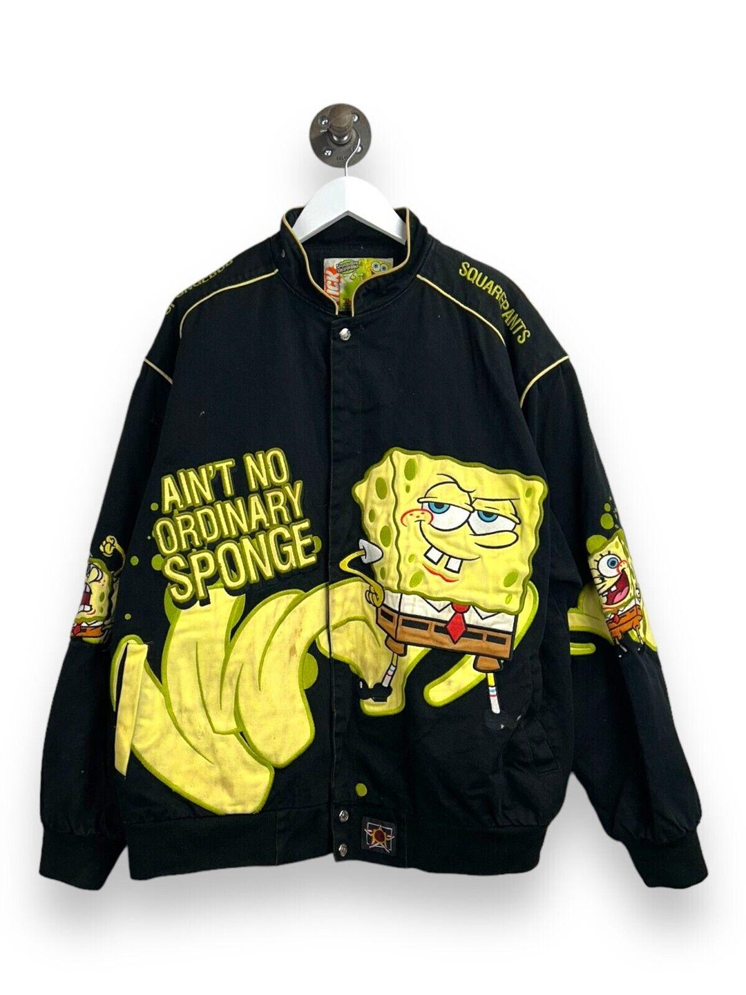 Vintage Jeff Hamilton Spongebob Squarepants Racing Jacket Size XL Black ...
