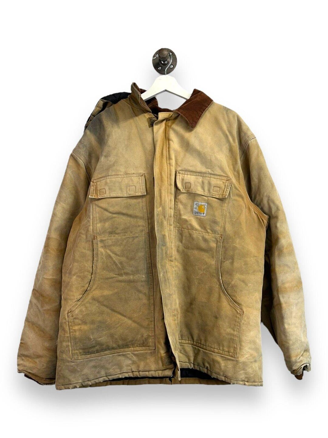 Vintage Carhartt Quilted Lined Canvas Work Wear Hooded Arctic Jacket ...