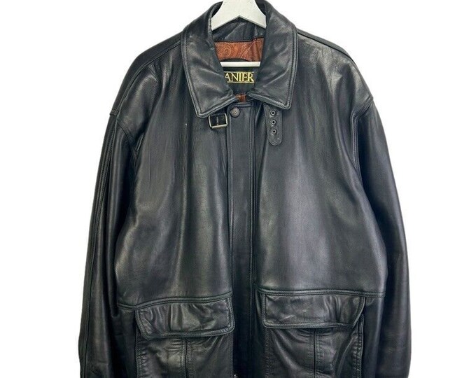 Vintage 90s Danier Full Zip Double Pocket Leather Jacket Size Large Black - Etsy