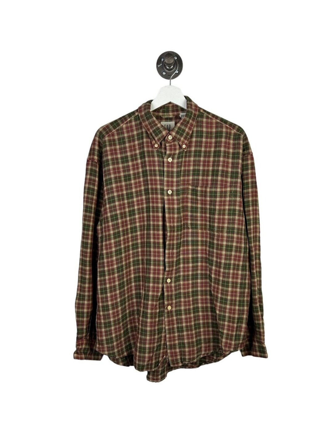 Vintage 90s Gap Plaid Flannel Earth Tone Button up Shirt Size Large - Etsy