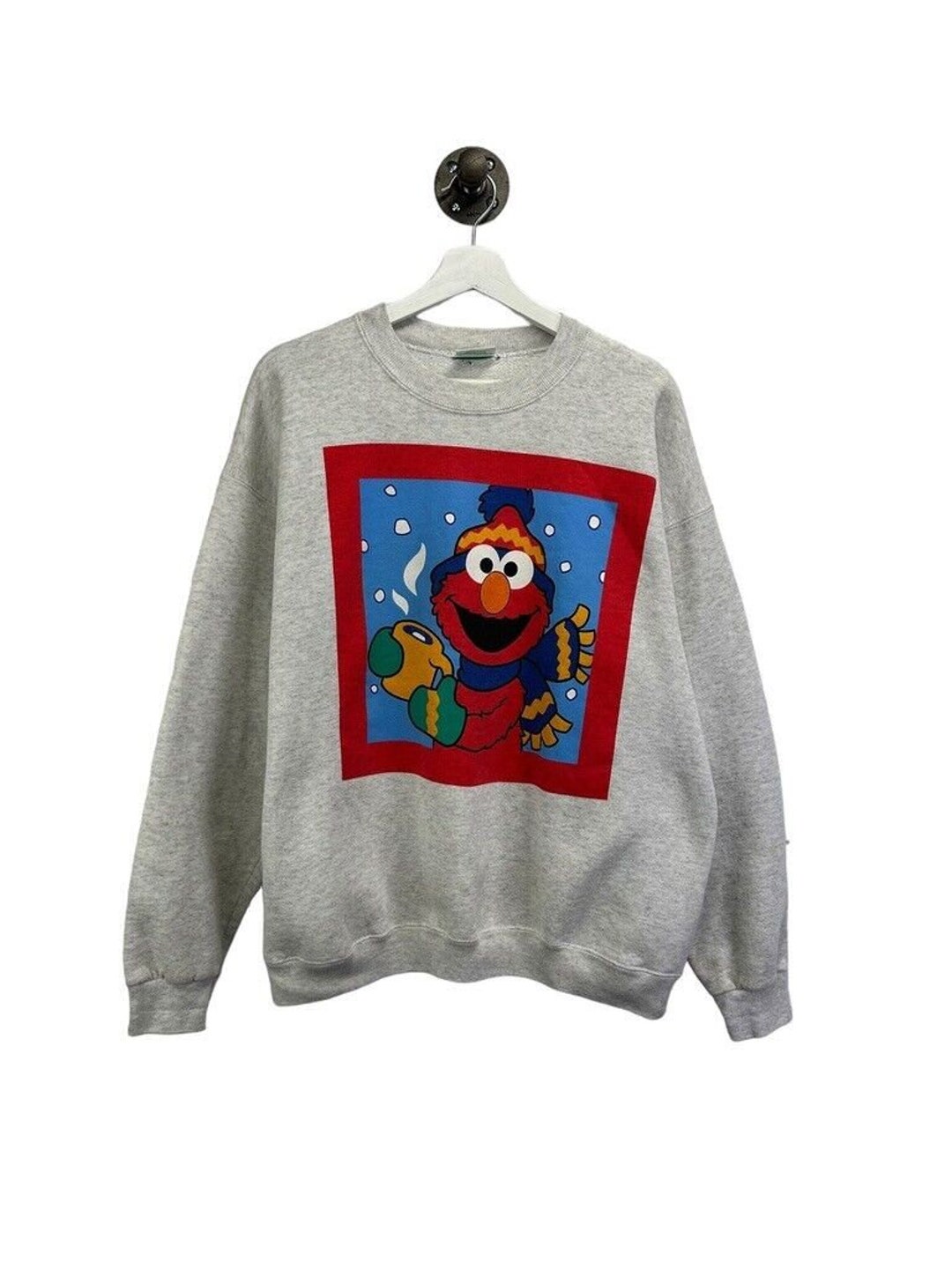 Vintage 90s Sesame Street Elmo Graphic Sweatshirt Size XL Gray - Etsy