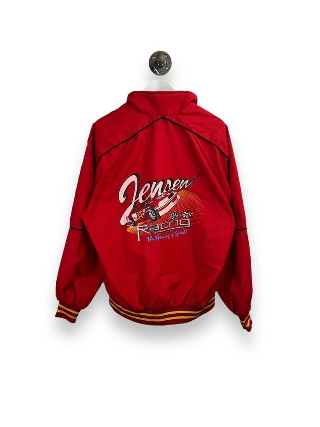 Vintage 80s Jensen Racing Car Graphic Full Zip Bomber Jacket Size Large ...