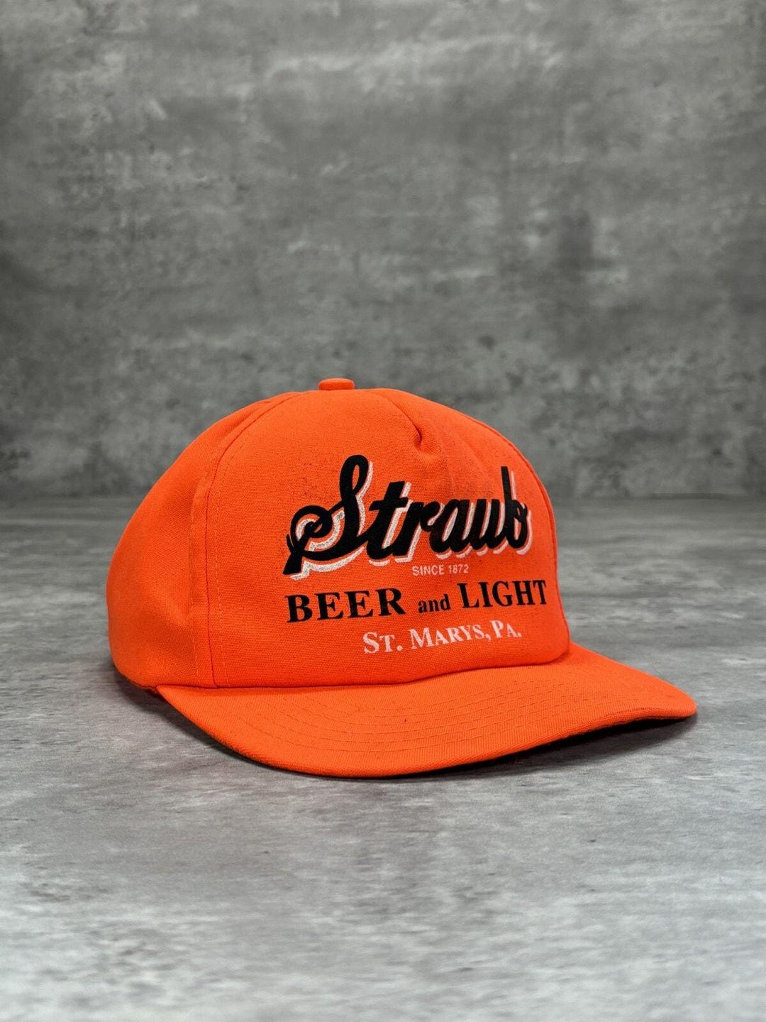 Vintage Straub Beer & Light Graphic Spellout Snapback Hat OSFA Orange ...