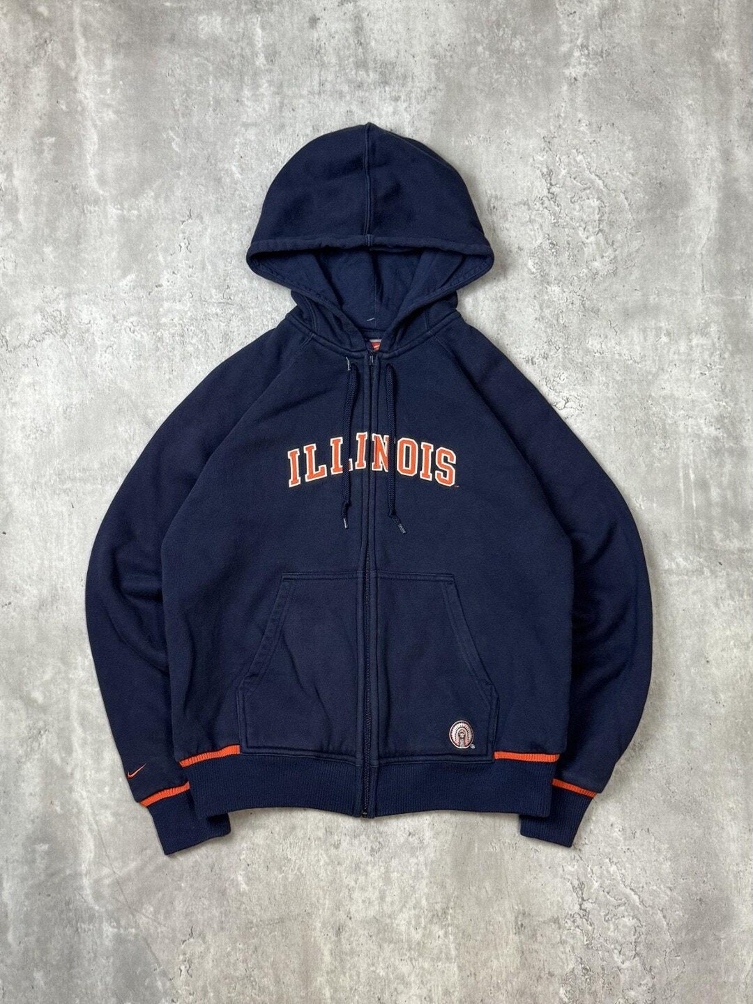Vintage Illinois Illini NCAA Nike Full Zip Hooded Sweatshirt Sz YOUTH ...