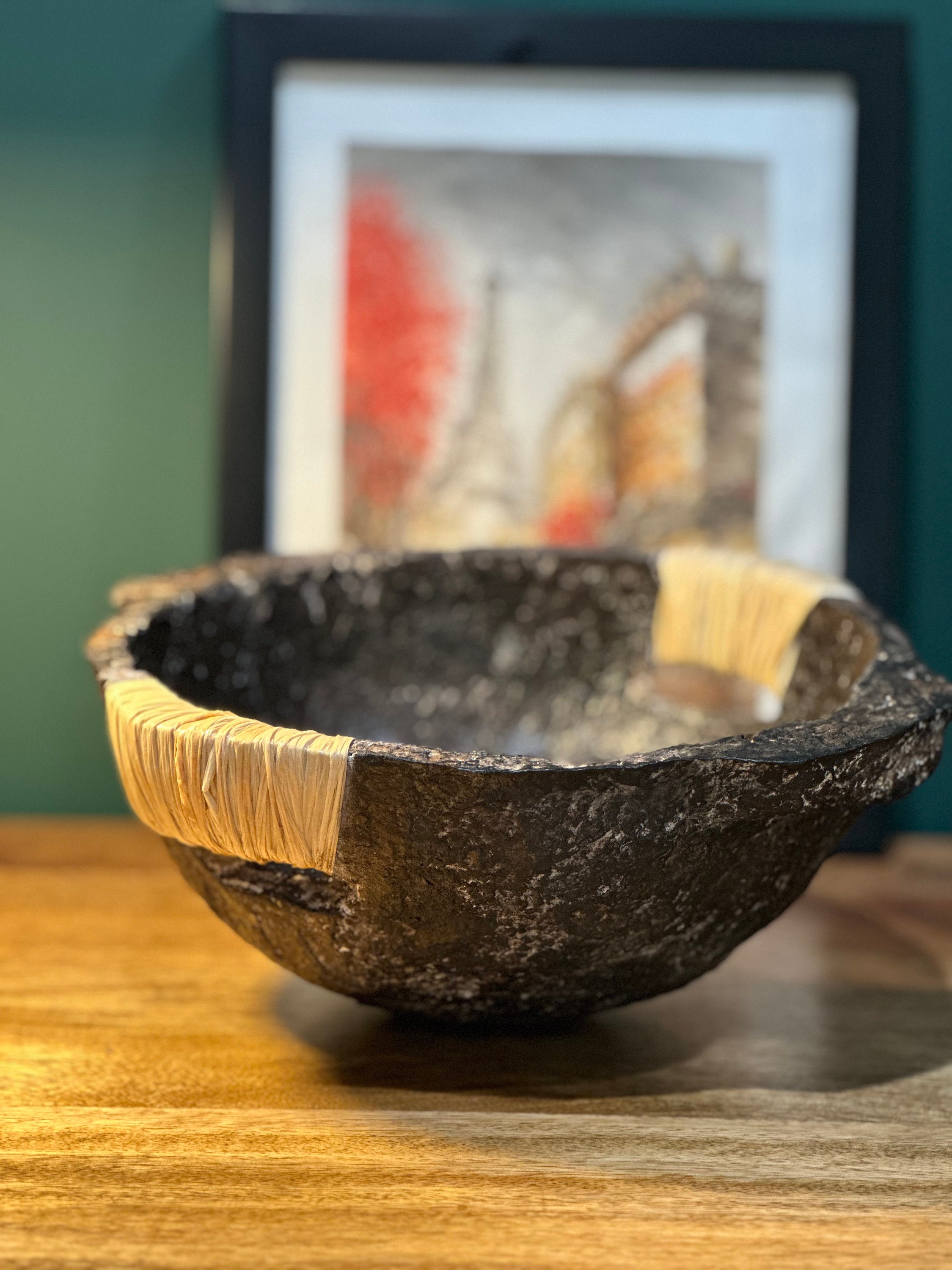 Handmade Paper Mache Decorative Bowl. Antiquated Great for Center ...