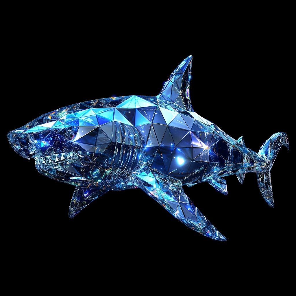 T-shirt 3D Diamond Shark, High Resolution, Detailed Texture, Sparkling ...