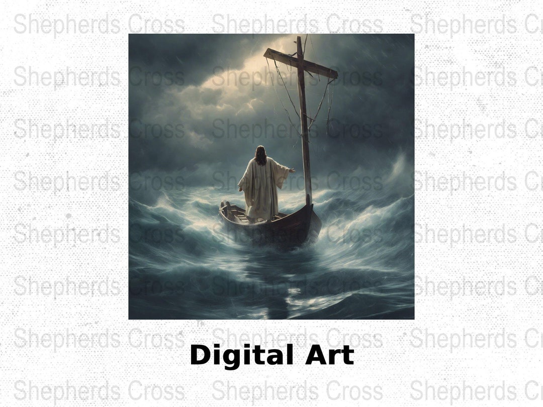 Jesus in Storm Digital Art, Inspirational Christian Wall Art, Printable ...