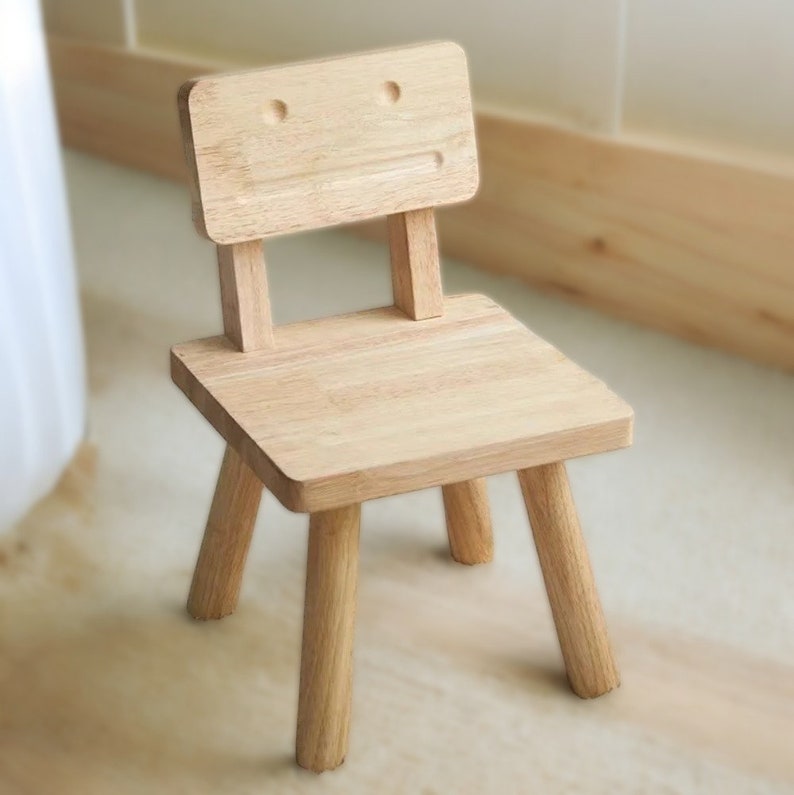 Cute Childrens Chair Solid Wooden With Backrest Fun Wooden Toddler ...