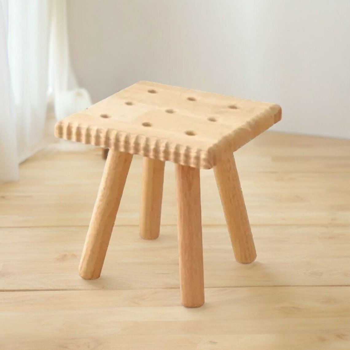 Childrens Cookie Chair Solid Wooden Stool Fun Wooden Toddler Stool ...