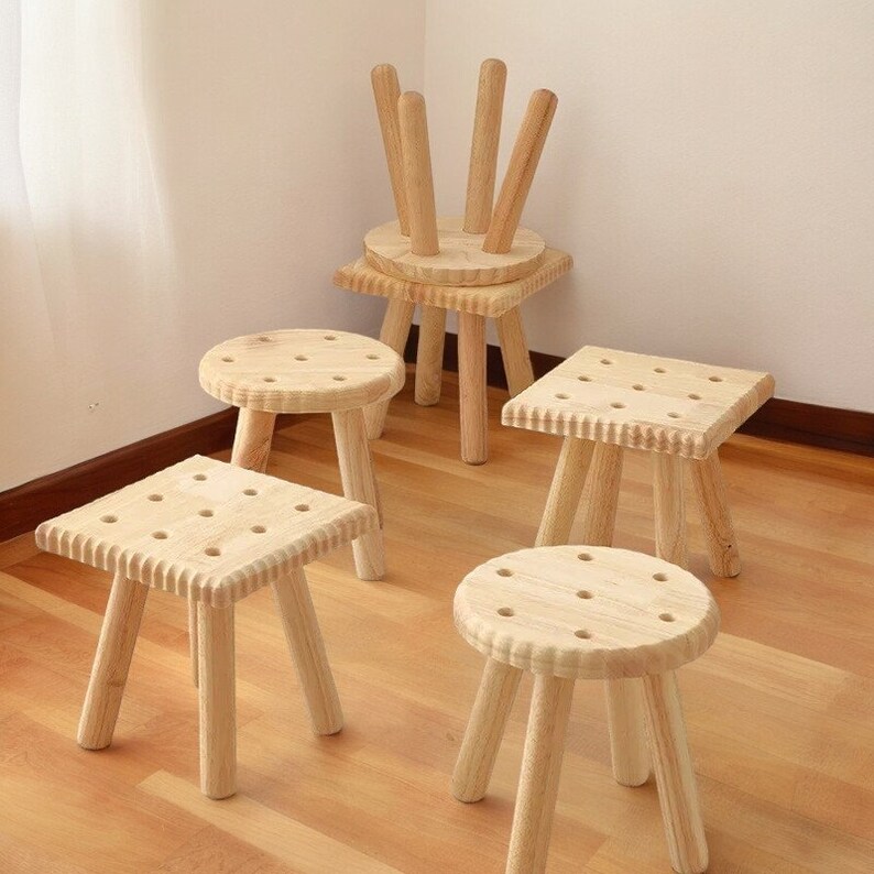 Childrens Cookie Chair Solid Wooden Stool Fun Wooden Toddler Stool ...