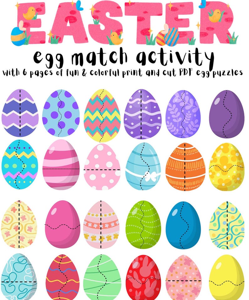 Printable Easter Egg Match Activity for Toddlers - PDF Cut & Match Game ...