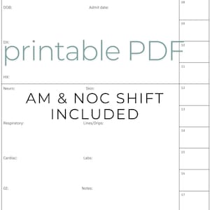 Full Size Printable Nurse Report Sheet for Icu/step Down. Simple Nurse ...